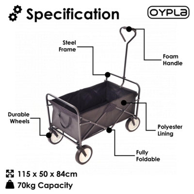 Oypla Black Heavy Duty Foldable Garden Festival Trolley Folding Cart ...