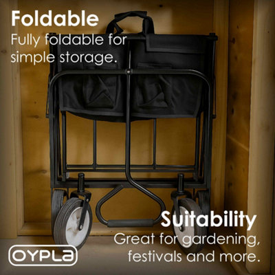 Oypla Black Heavy Duty Foldable Garden Festival Trolley Folding Cart ...