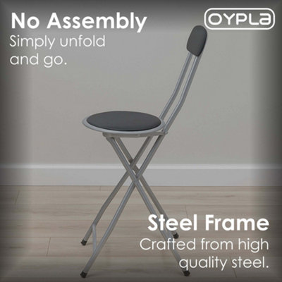 Oypla Black Padded Folding High Chair Breakfast Kitchen Bar Stool Seat