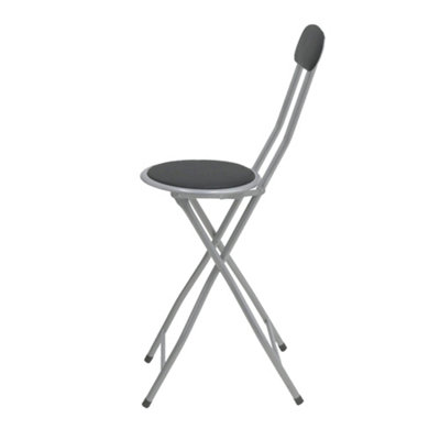 Oypla Black Padded Folding High Chair Breakfast Kitchen Bar Stool Seat