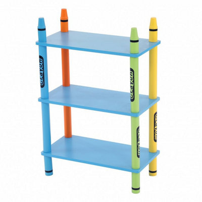 Oypla Colourful Childrens Storage Crayon 3-Tier Shelves Free Standing ...
