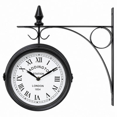 OYPLA DOUBLE SIDED PADDINGTON STATION OUTDOOR GARDEN WALL CLOCK