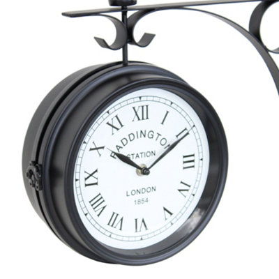 OYPLA DOUBLE SIDED PADDINGTON STATION OUTDOOR GARDEN WALL CLOCK