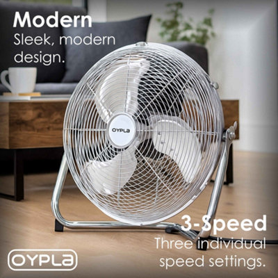 Oypla Electrical 12" Inch Chrome 3 Speed Floor Standing Gym Fan Hydroponic