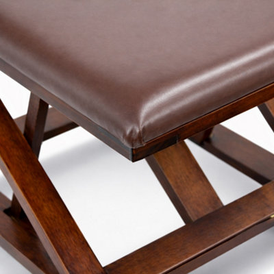 Oypla Folding Leather Cushion Padded Footstool Foot Leg Rest