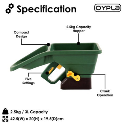 Oypla Green Handheld Garden Lawn Grass Feed Seed Fertiliser Spreader Shaker