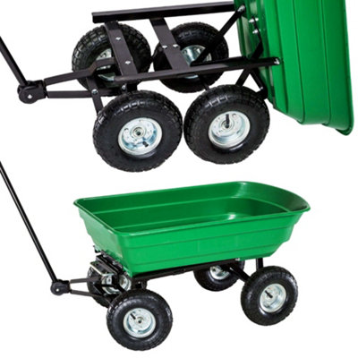 Oypla Heavy Duty Green Garden Cart with Tipping Barrow Trolley