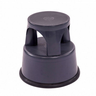 Oypla Heavy Duty Grey Plastic Rolling Kick Step Stool Non Slip - 150kg ...