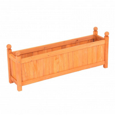 Oypla Large Garden Wooden Rectangular Flower Planter Ornamental Plant Pot