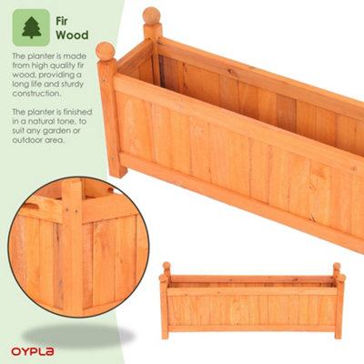 Oypla Large Garden Wooden Rectangular Flower Planter Ornamental Plant Pot