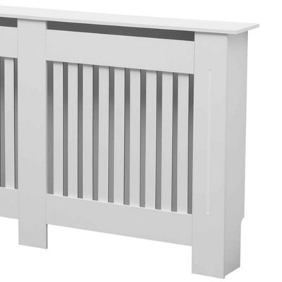 Oypla Large White Wooden Slatted Grill Radiator Cover MDF Cabinet