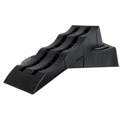 Oypla Pack of 2 Heavy Duty 3 Step Non-Skid Caravan Levelling Ramps Blocks