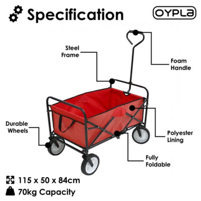 Oypla Red Heavy Duty Foldable Garden Festival Trolley Folding Cart ...
