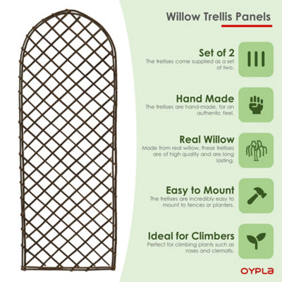 Oypla Set of 2 Willow Trellis Fencing Panel Screen Climbing Trellises