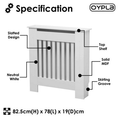 Oypla Small White Wooden Slatted Grill Radiator Cover MDF Cabinet