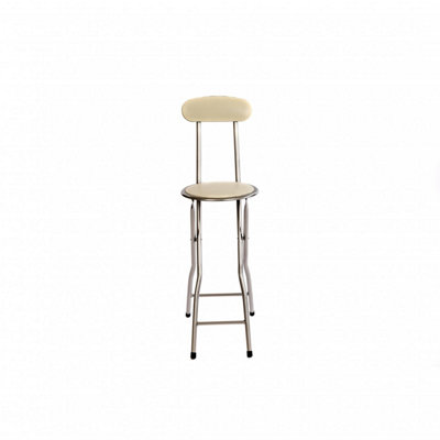 Oypla White Padded Folding High Chair Breakfast Kitchen Bar Stool Seat