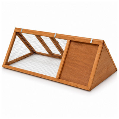 Oypla Wooden Outdoor Triangle Rabbit Guinea Pig Pet Hutch Run Cage
