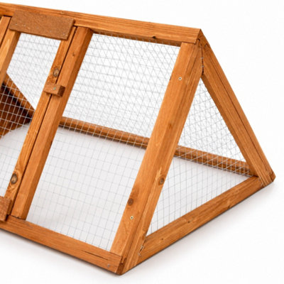 Oypla Wooden Outdoor Triangle Rabbit Guinea Pig Pet Hutch Run Cage