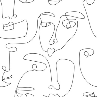 Pablo Line Art Wallpaper In Monochrome