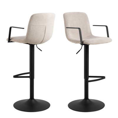 PABLO SWIVEL BEIGE BAR STOOL WITH ADJUSTABLE HEIGHT FUNCTION SET OF 2