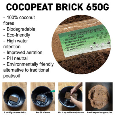 PACK OF 1 -coco coir bricks,natural organic planting compost,coconut ...