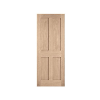 Pack of 1 (Total 1 Unit) London Oak 4 Panel Pre-Finished FD30 Internal ...