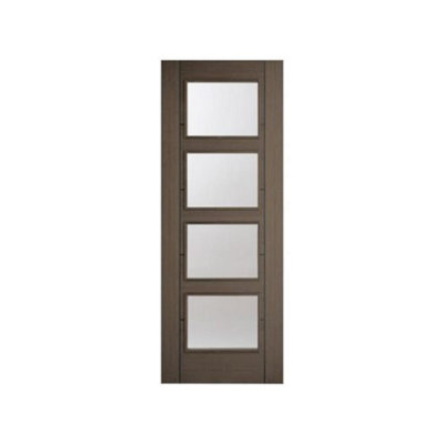 Pack of 1 (Total 1 Unit) LPD Vancouver Chocolate Grey 4 Glass Panel Pre ...