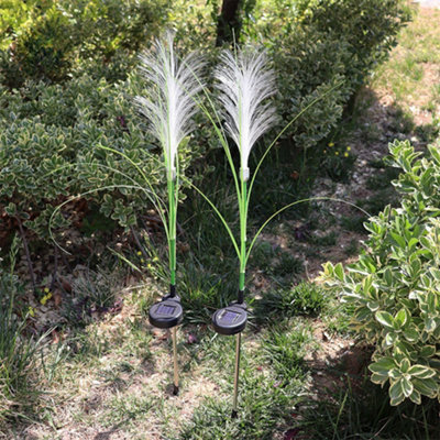 Pack of 1 White Light Solar Fibre Optic Reed Garden Simulation ...