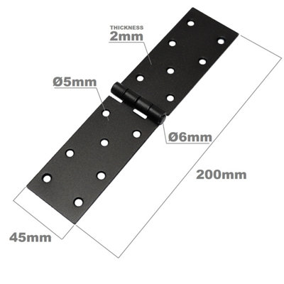 Pack of 1 x 200 Backflap Hinge Black, Steel Back Flap Hinges, Weather ...
