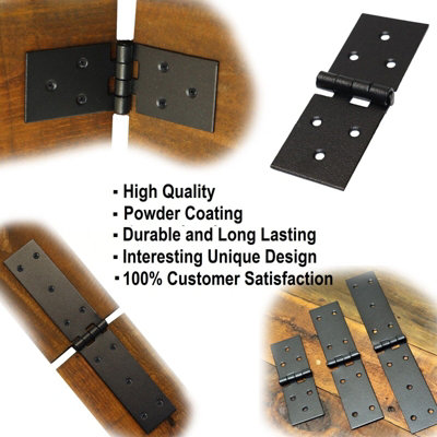 Pack of 1 x 200 Backflap Hinge Black, Steel Back Flap Hinges, Weather ...