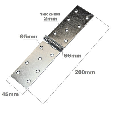 Pack of 1 x 200 mm Backflap Hinge Galvanised, Silver Steel Back Flap ...