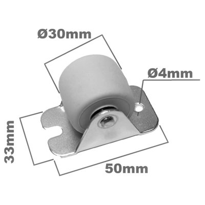 Pack of 1 x Heavy Duty Rubber Furniture Castor Wheel 33mm - Durable ...