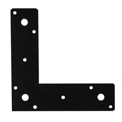 Pack of 10 - Heavy Duty Black Flat Corner Plate L Shape 90 Degree Right ...