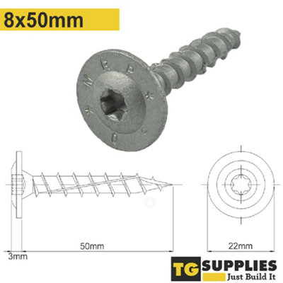 Pack of 10 - Heavy Duty Ceramic Coated Wafer Head Flange Joinery Screw ...