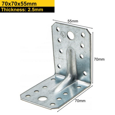 Pack of 10 - Heavy Duty Galvanised Reinforced Angle Bracket - Corner Brace - Structural Repair ...