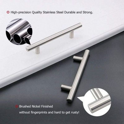 Pack of 10 kitchen cabinet handles, 160mm center distance, brushed ...