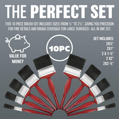 Pack Of 10 Paint Brush Set Painting Diy Decorating Brushes Tools