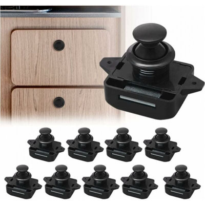 Pack of 10 Push Button Cabinet Lock Keyless Latch Push Button Latch Fit ...