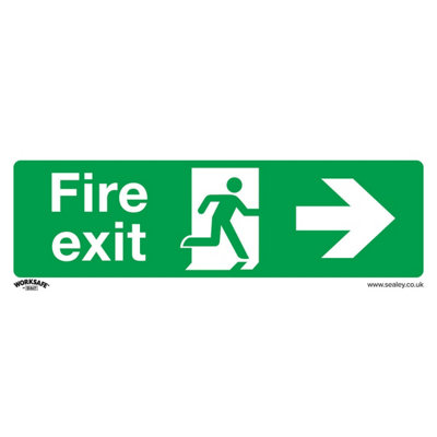 Pack of 10 Self-Adhesive Fire Exit Signs for Health & Safety - 300 x 100mm