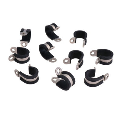 Pack of 10 Stainless Steel Rubber Lined P Clips 14.3mm 9/16" Pipe Wire ...