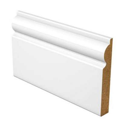 PACK OF 10 - Torus Fully Finished Satin White Skirting - 18mm x 144mm ...