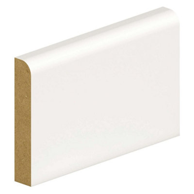 Pack of 10 (Total 10 Units) - Primed MDF Bullnose Skirting - 94mm (H) x ...