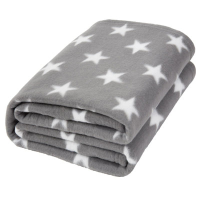 Pack of 10 x Star Print Soft Fleece Blanket Throw, 120x150 cm