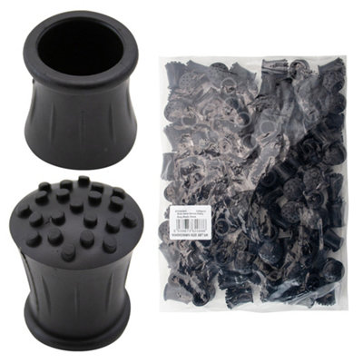 Pack Of 100 Black Walking Stick Cane Ferrule Heavy Duty Hiking Grip