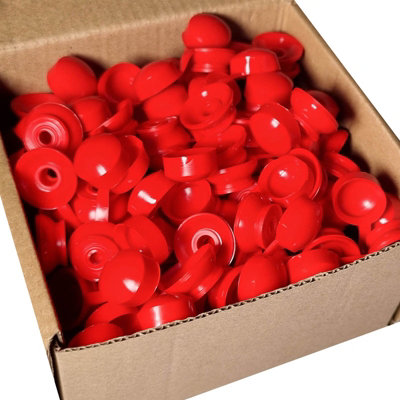 Pack of 100 - Red PVC Plastic Screw Covers For Corrugated Roofing ...