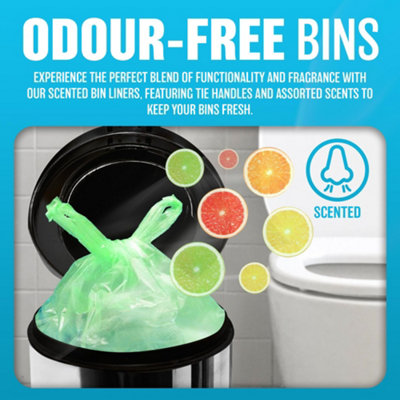 Pack Of 100 Swing Bin Liners Scented With Tie Handles Heavy Duty ...