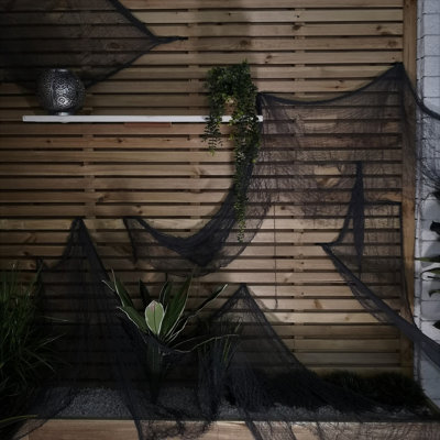 Pack of 12 2.9m Halloween Freaky Fabric Net Decoration in Black | DIY ...