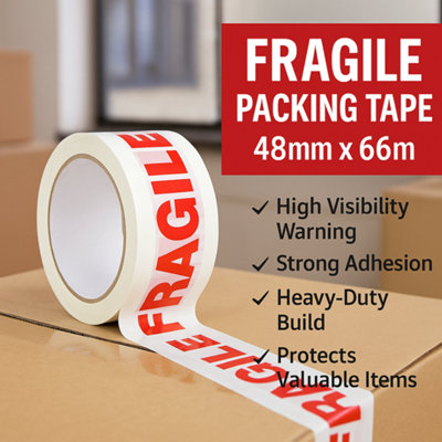 Pack of 12 Fragile packing tape 48mm x 66m heavy duty parcel tape for ...