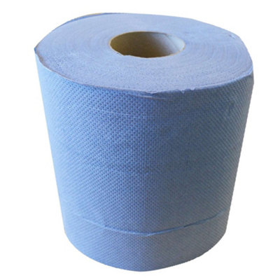Pack Of 12 Highly Absorbent Blue Embossed 2ply Centre Feed Paper Rolls ...