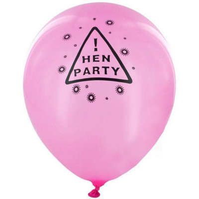 Pack of 12 Pink Latex Balloons Warning Sign for Hen Party